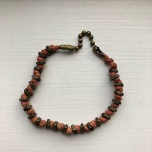 Vintage | Jewelry | Brass Bead Orange String Adjustable Bracelet | Poshmark